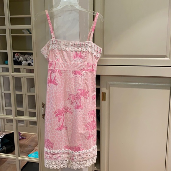 Lilly Pulitzer | Dresses | Lilly Pulitzer Pink Palm Tree Pattern Dress ...